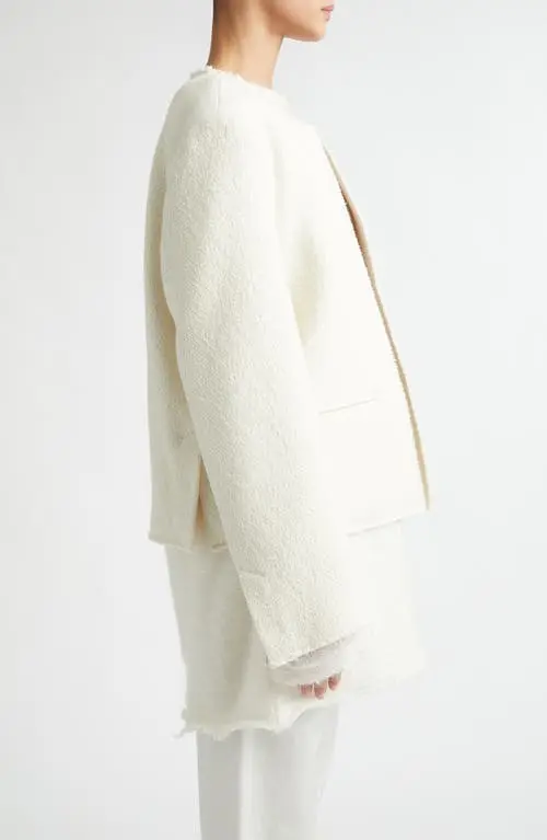 TOTEME Open Front Wool-blend Bouclé Jacket - Ecru