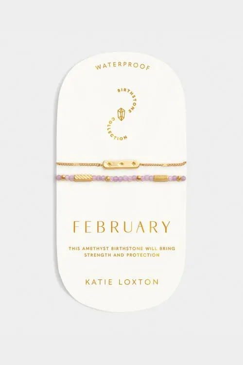 KATIE LOXTON Gold Pvd Coated Birthstone Bracelet With Amethyst - February