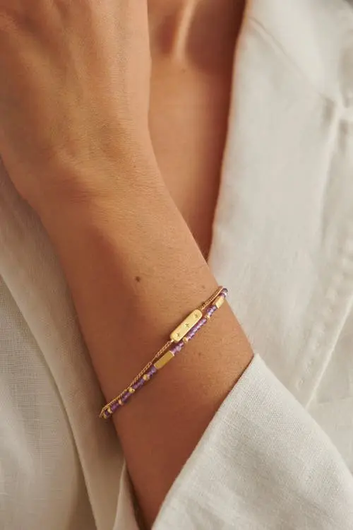 KATIE LOXTON Gold Pvd Coated Birthstone Bracelet With Amethyst - February