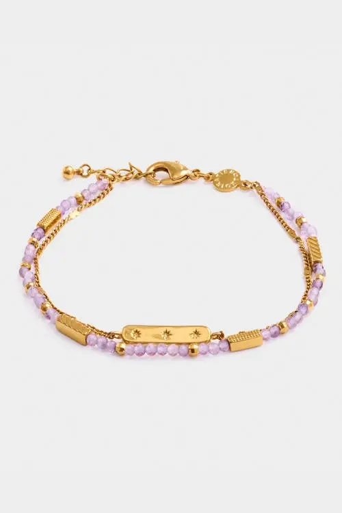 KATIE LOXTON Gold Pvd Coated Birthstone Bracelet With Amethyst - February