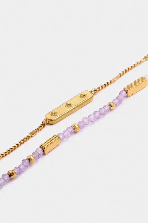 KATIE LOXTON Gold Pvd Coated Birthstone Bracelet With Amethyst - February