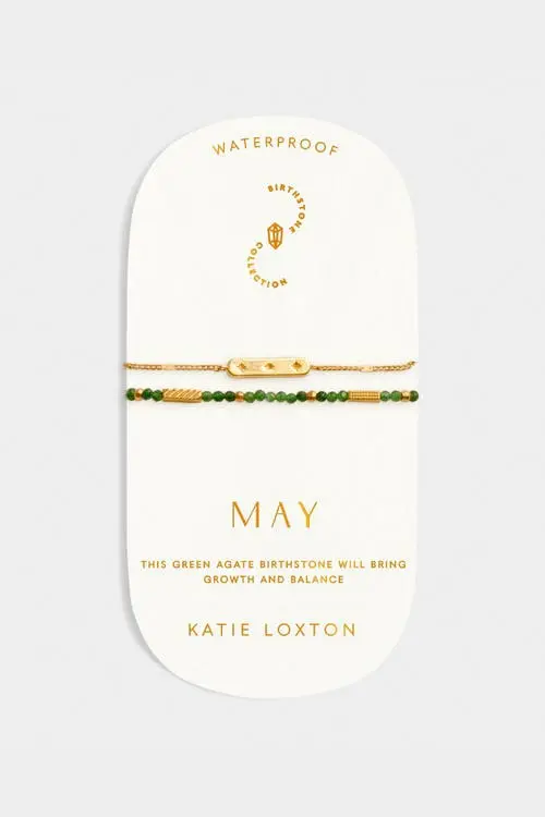 KATIE LOXTON 18k Gold Pvd Coating Birthstone Bracelet With Green Agate - May