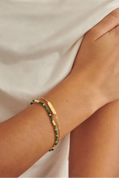 KATIE LOXTON 18k Gold Pvd Coating Birthstone Bracelet With Green Agate - May