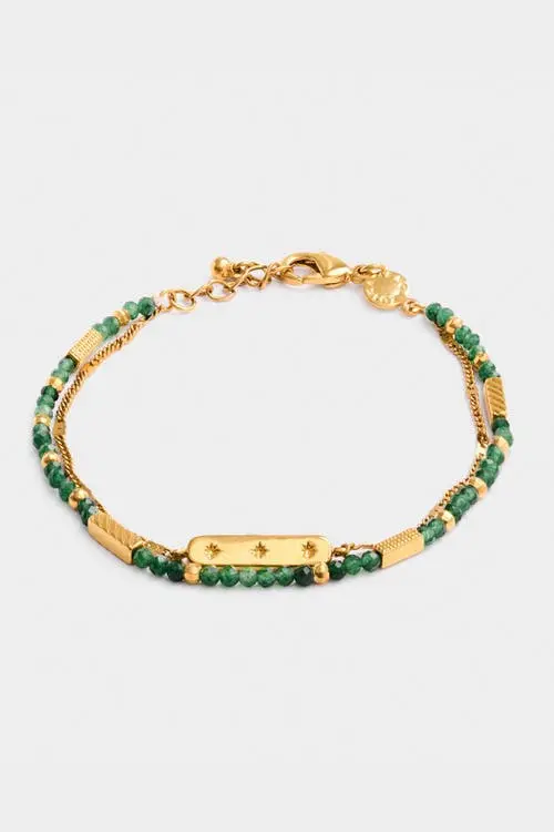 KATIE LOXTON 18k Gold Pvd Coating Birthstone Bracelet With Green Agate - May