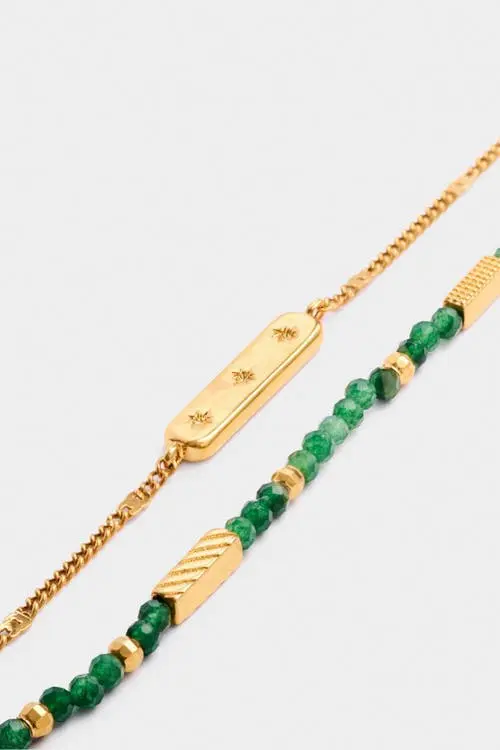 KATIE LOXTON 18k Gold Pvd Coating Birthstone Bracelet With Green Agate - May