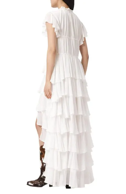 ALLSAINTS Shaela Tiered Ruffle High-low Dress - Optic White