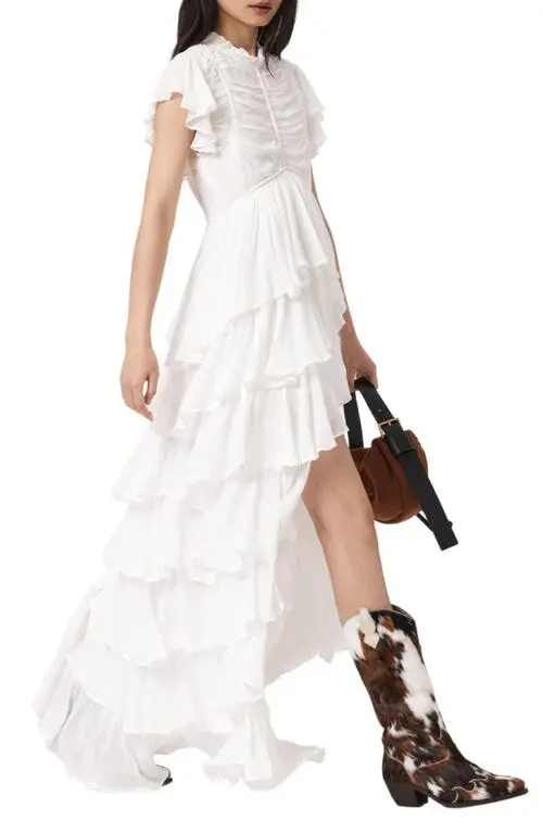 ALLSAINTS Shaela Tiered Ruffle High-low Dress - Optic White