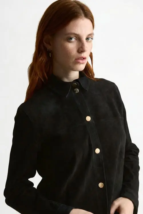 FURNIQ UK Sabine Suede Shirt - Black