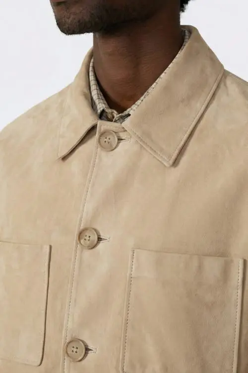 FURNIQ UK Beckett Suede Chore Jacket - Beige