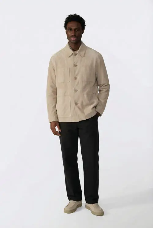 FURNIQ UK Beckett Suede Chore Jacket - Beige