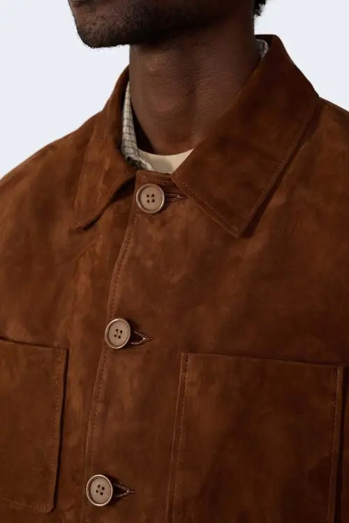 FURNIQ UK Beckett Suede Chore Jacket - Chestnut