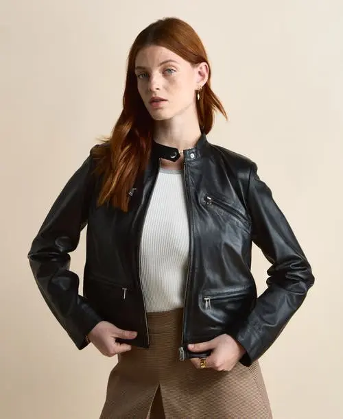FURNIQ UK Blair Leather Jacket - Black