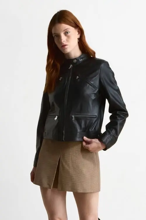 FURNIQ UK Blair Leather Jacket - Black