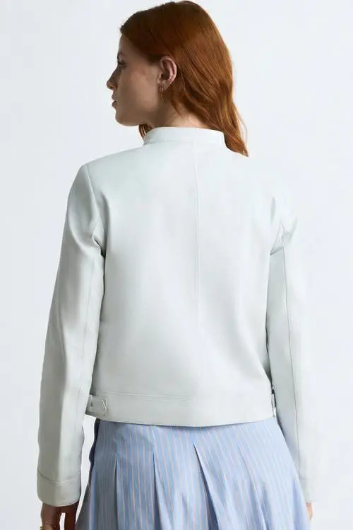FURNIQ UK Blair Leather Jacket - White