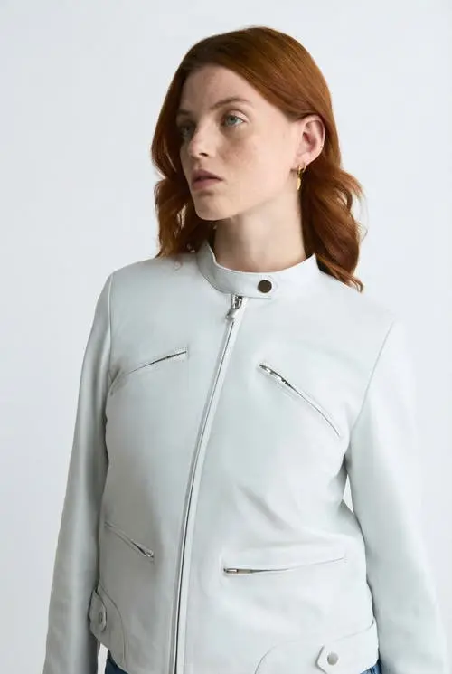 FURNIQ UK Blair Leather Jacket - White