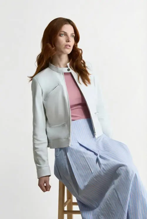 FURNIQ UK Blair Leather Jacket - White