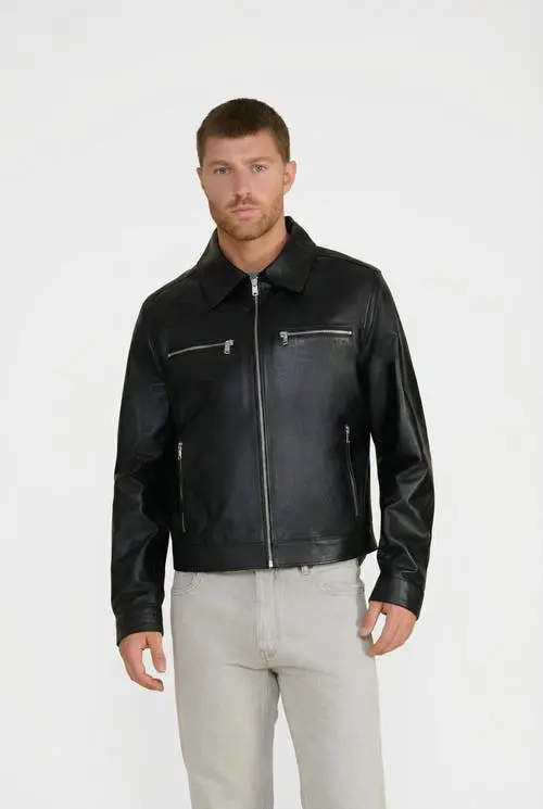 FURNIQ UK Lennox Nappa Leather Jacket - Black