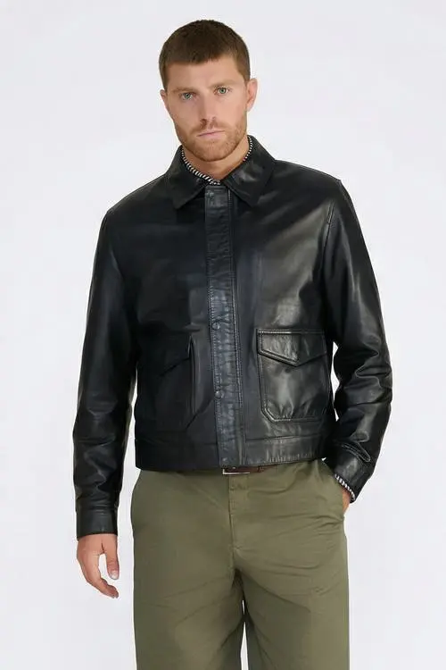 FURNIQ UK Maddox Leather Jacket - Black