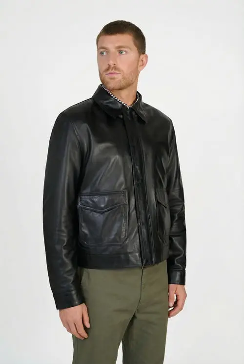 FURNIQ UK Maddox Leather Jacket - Black