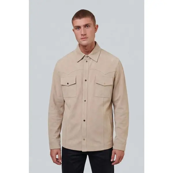 FURNIQ UK Jett Suede Shirt Jacket - Beige