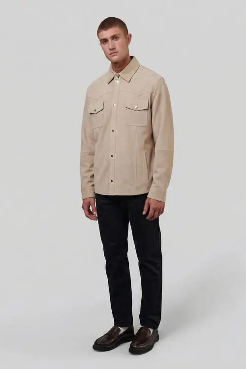FURNIQ UK Jett Suede Shirt Jacket - Beige