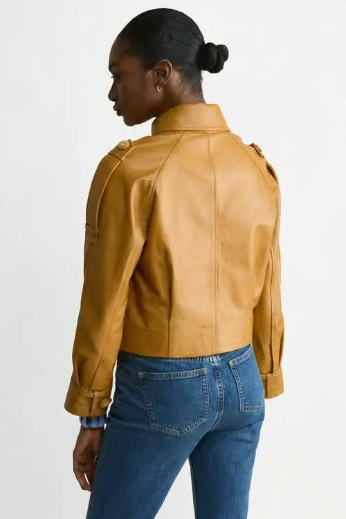 FURNIQ UK Cropped Leather Jacket