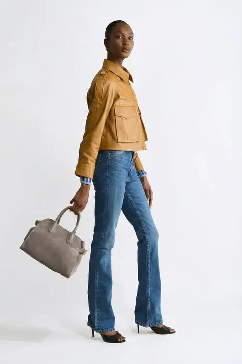 FURNIQ UK Cropped Leather Jacket