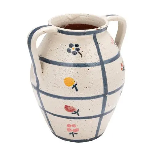 STORIED HOME Hand-painted Terra-cotta Urn - Cream