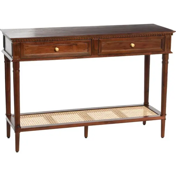 STORIED HOME Console Table With 2 Drawers And Storage Shelf - Brown