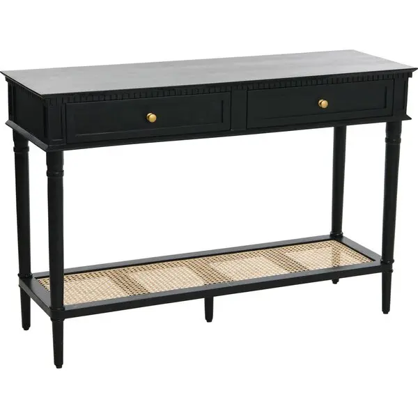 STORIED HOME Console Table With 2 Drawers And Storage Shelf - Black