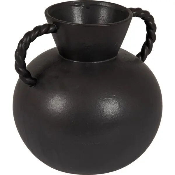 STORIED HOME Vase With Twisted Handles - Black