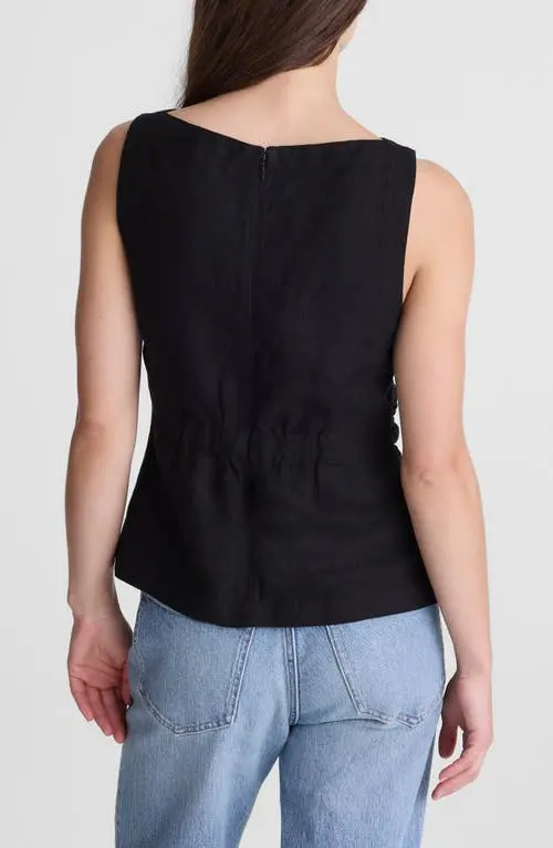 Madewell Cinched Boatneck Sleeveless Linen Top