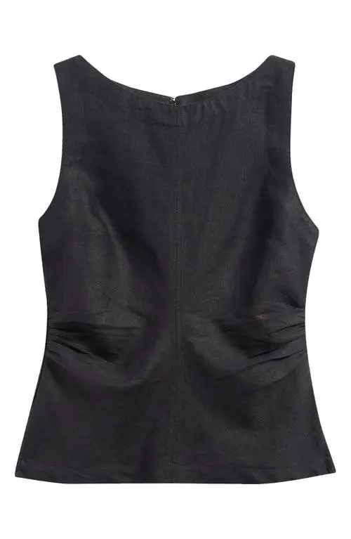 Madewell Cinched Boatneck Sleeveless Linen Top