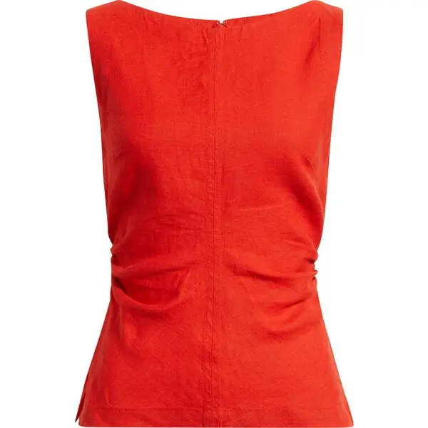 Madewell Cinched Boatneck Sleeveless Linen Top - Wild Poppy
