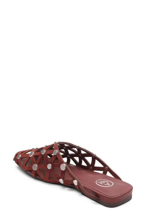 Ash Embellished Open Toe Mule - Marsala