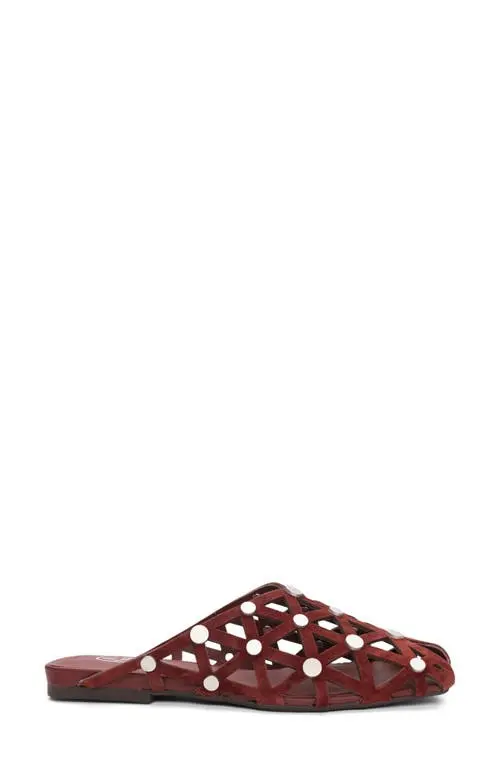 Ash Embellished Open Toe Mule - Marsala