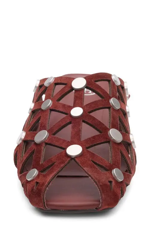 Ash Embellished Open Toe Mule - Marsala