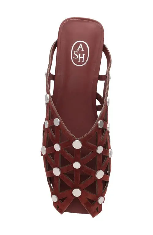 Ash Embellished Open Toe Mule - Marsala