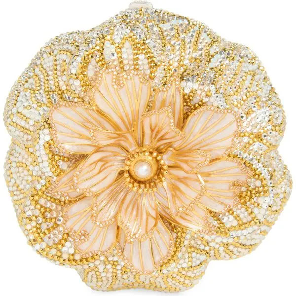 Judith Leiber Magnolia Crystal Minaudière - Silver Rhine Multi