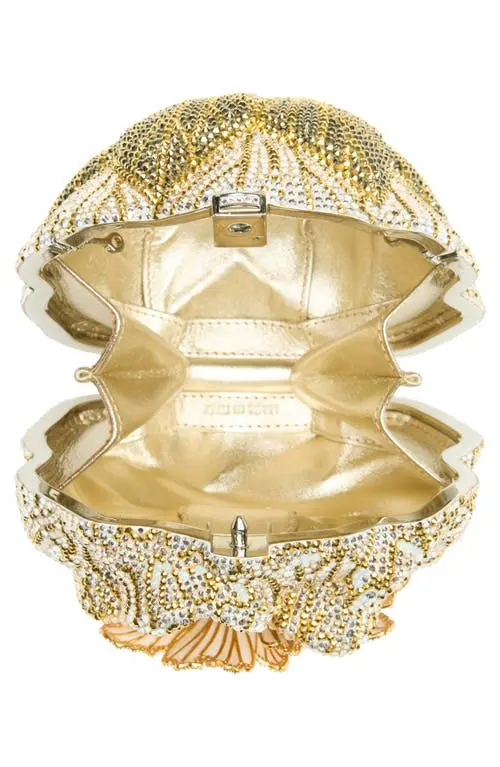 Judith Leiber Magnolia Crystal Minaudière - Silver Rhine Multi