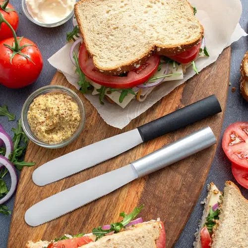 RADA Cutlery 5.375-inch Super Spreader Stainless Hollow Ground Blade - Black