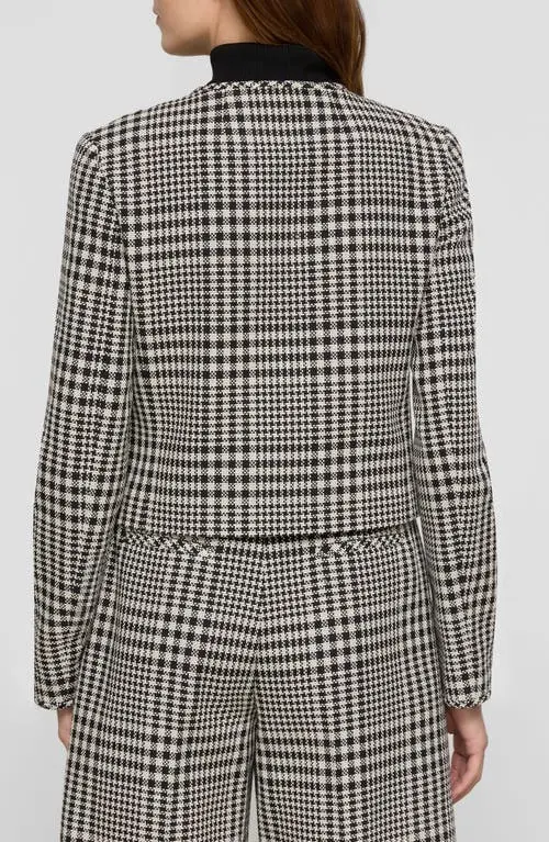 Lafayette 148 New York Grid Plaid Corded Cotton Crop Jacket
