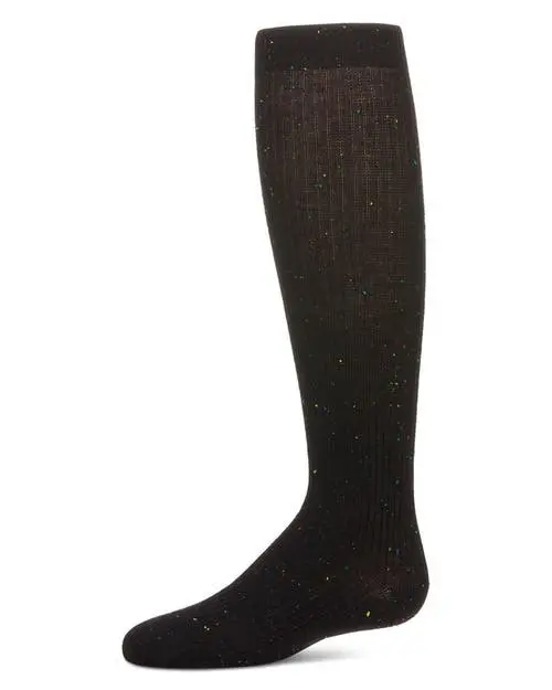 MEMOI Speckled Ribbed Knee High Socks - Black