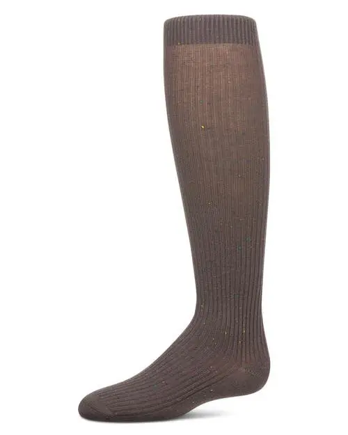 MEMOI Thin Ribbed Speckled Knee High - Charcoal