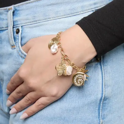 Jessica Simpson Charm Bracelet With Faux Pearls