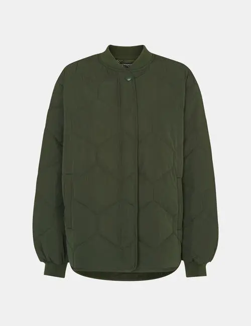 Whistles Ida Short Quilted Bomber Coat - Khaki