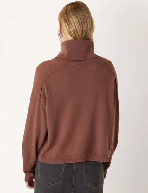 Whistles Wool Cowl Neck Knit Sweater - Brown