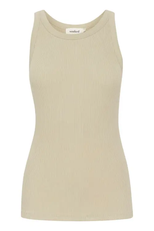 SOAKED IN LUXURY Simone Ribbed Slim Fit Tank Top - Spray Green
