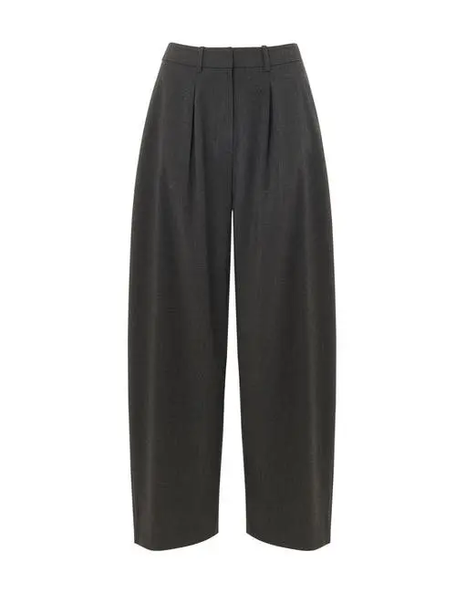 Whistles Wool Blend Barrel Pants - Dark Grey