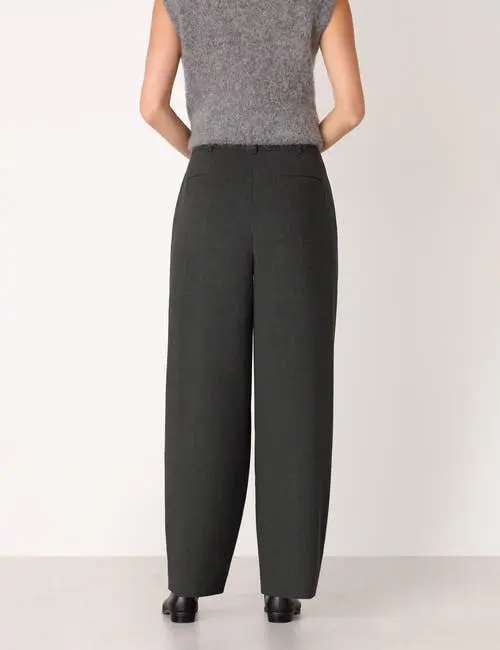 Whistles Wool Blend Barrel Pants - Dark Grey